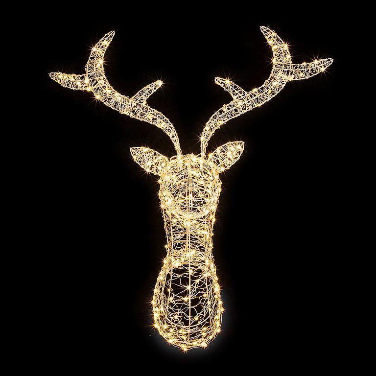 The Holiday Aisle® Stag Head Wall Mesh With 250 Micro Leds, 31 In ...