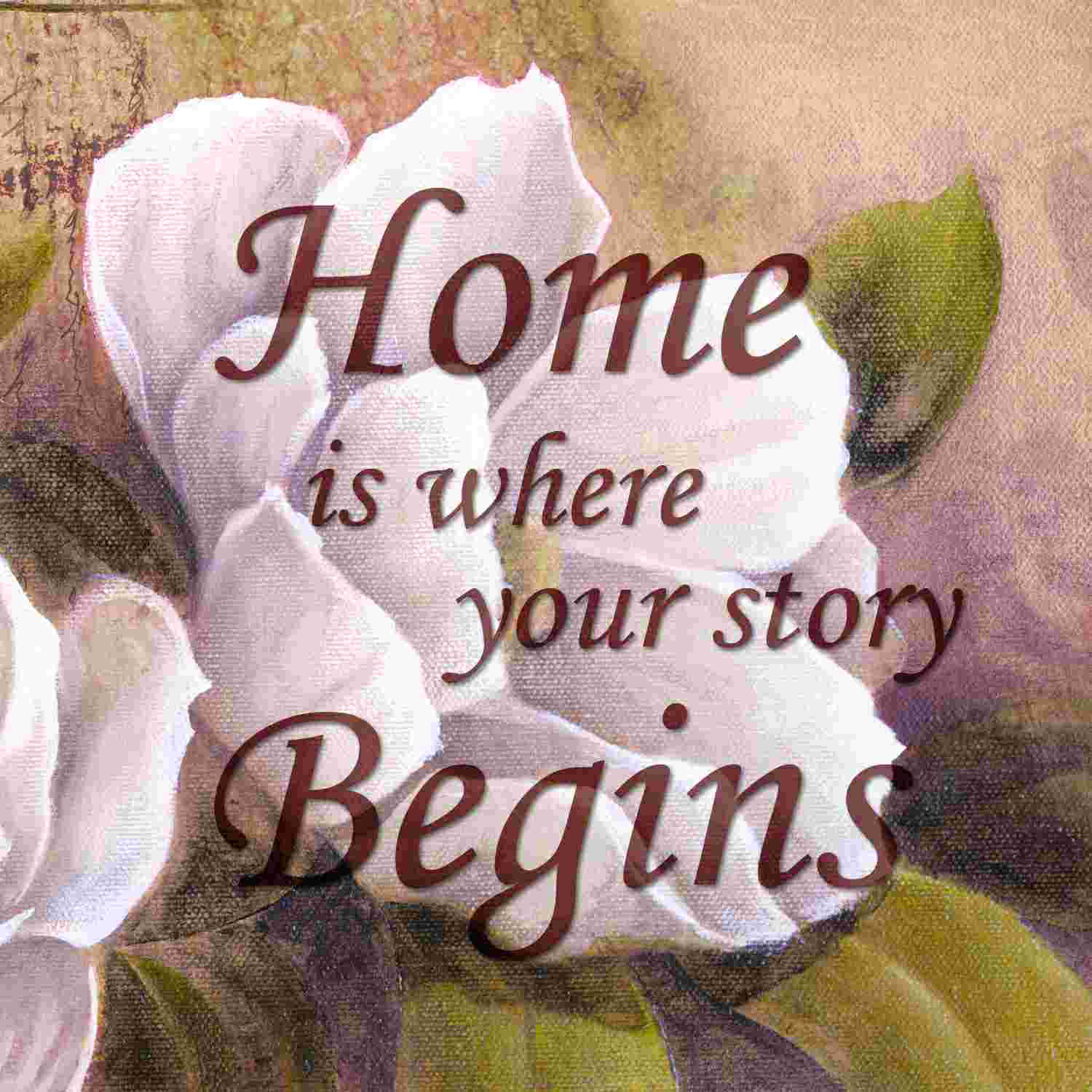 Charlton Home® Home Story Magnolia - Wrapped Canvas Print | Wayfair