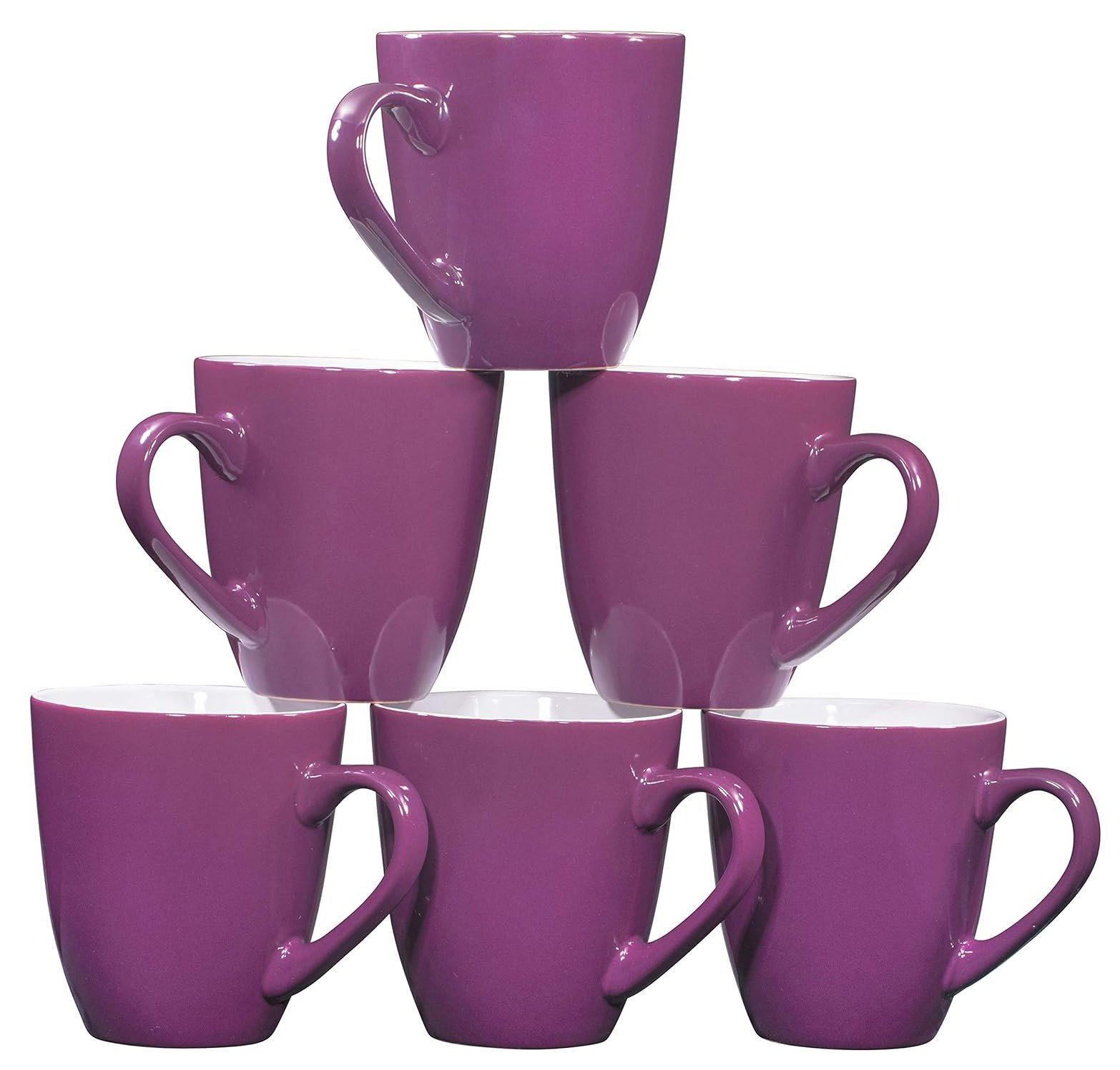 Expeez 16 Oz Plain Coffee Mug Set of 6, Large 16 Ounce Ceramic Mugcup ...