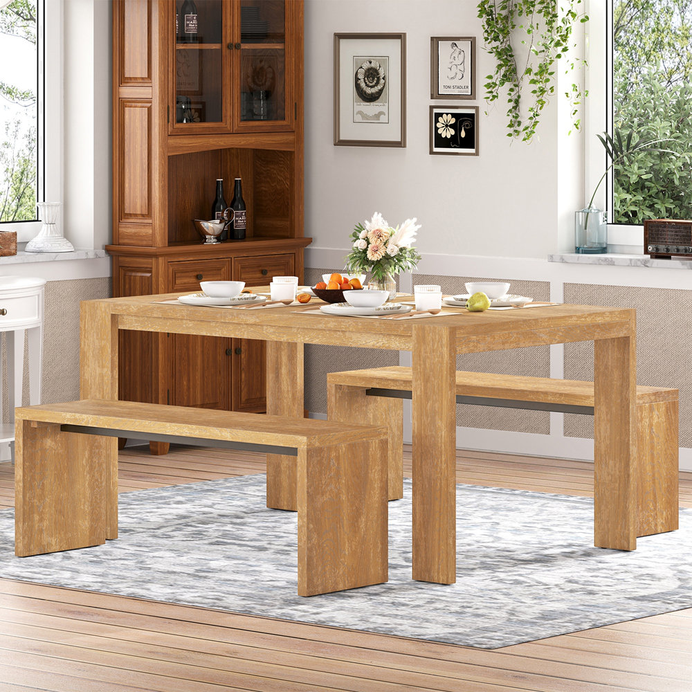 Latitude Run® 3-piece Farmhouse Style Simple Dining Set | Wayfair