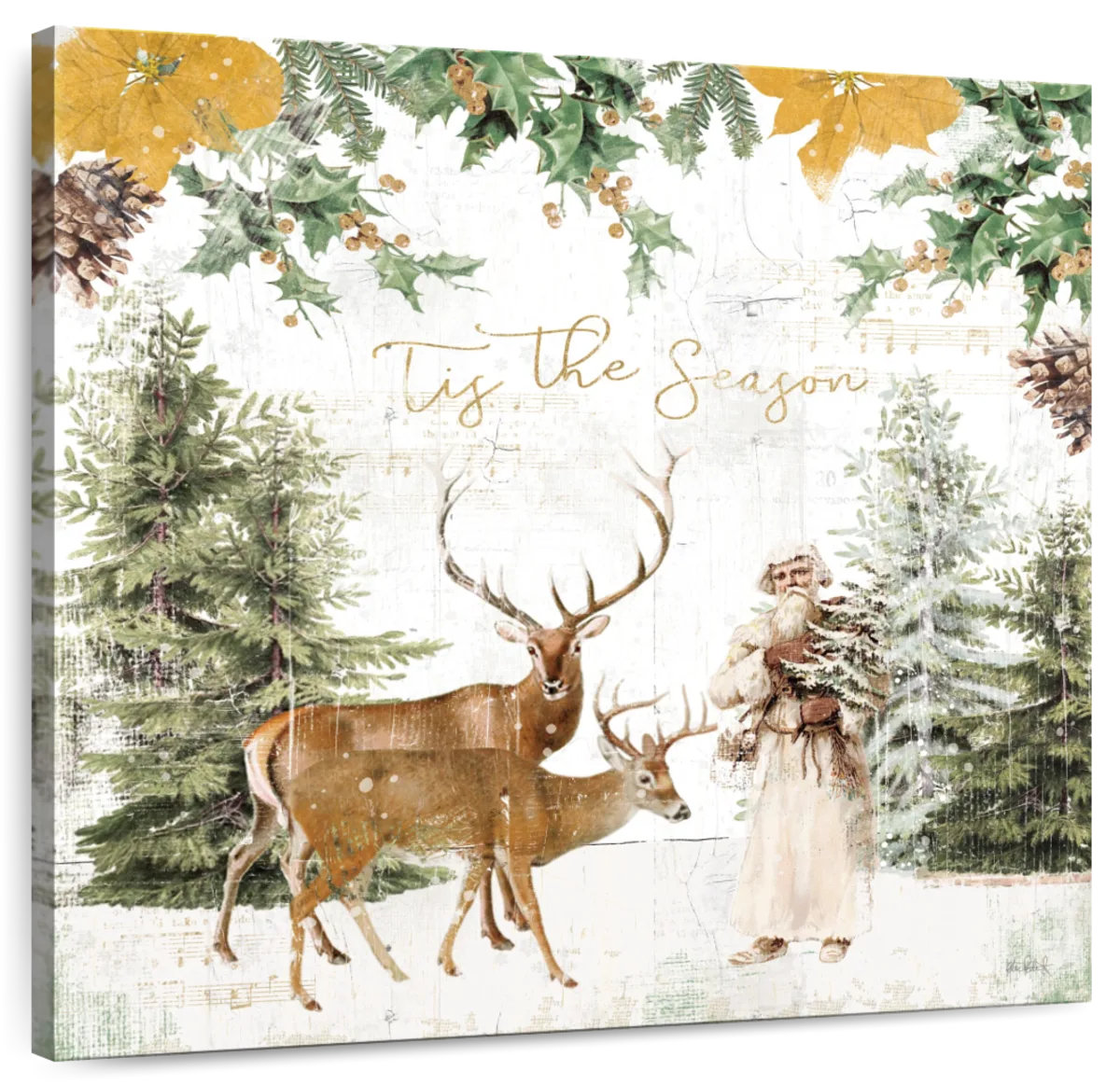 The Holiday Aisle® Lelend Wooded Holiday II Gold | Wayfair