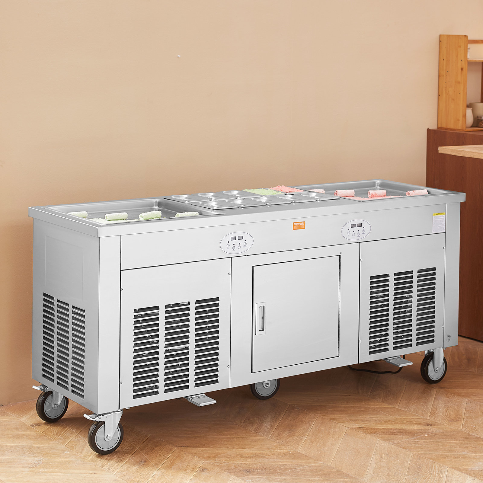 VEVOR Fried Ice Cream Roll Machine Rolled Ice Cream Maker 17.7x17.7 ...