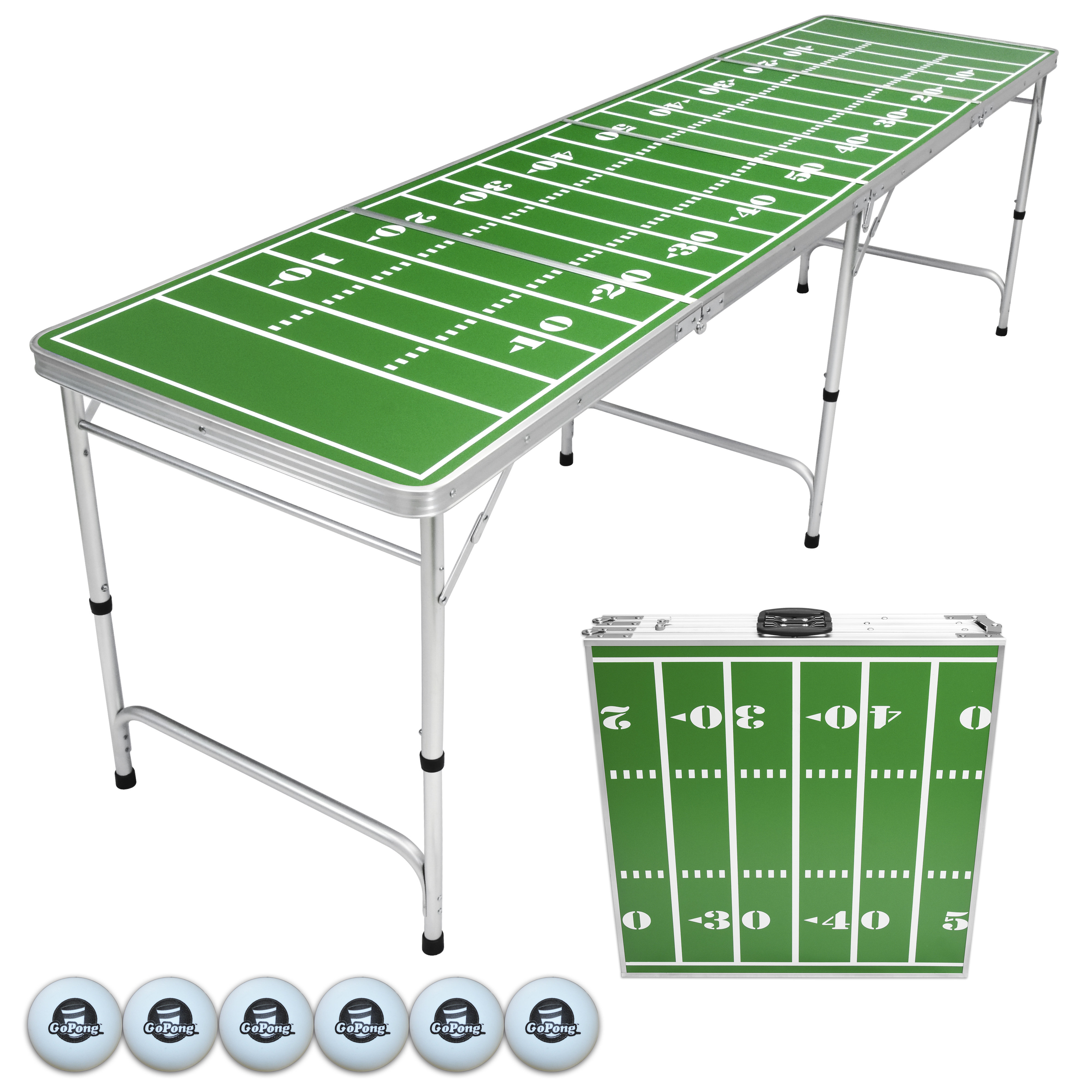 GoPong Go Pong 8-Foot Portable Tailgate / Pong Table (Includes 6 pong ...