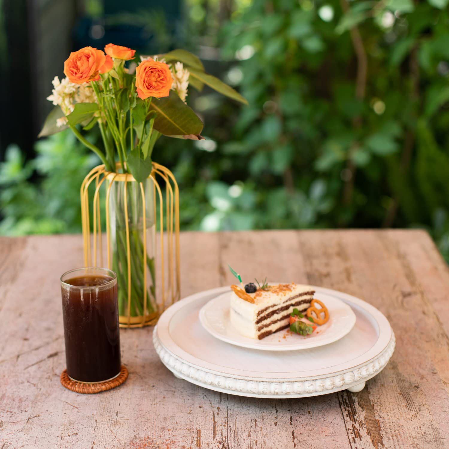 Ophelia & Co. Wood Beaded Tray, Kitchen Table Decor or Farmhouse ...