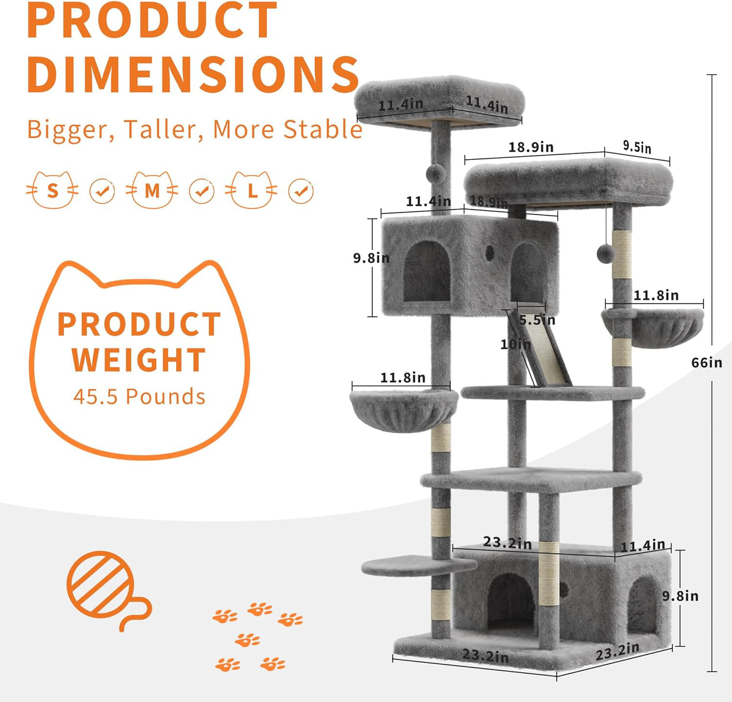 Tucker Murphy Pet™ 66inch Multi-Level Cat Tree Tower for Multiple Cats ...