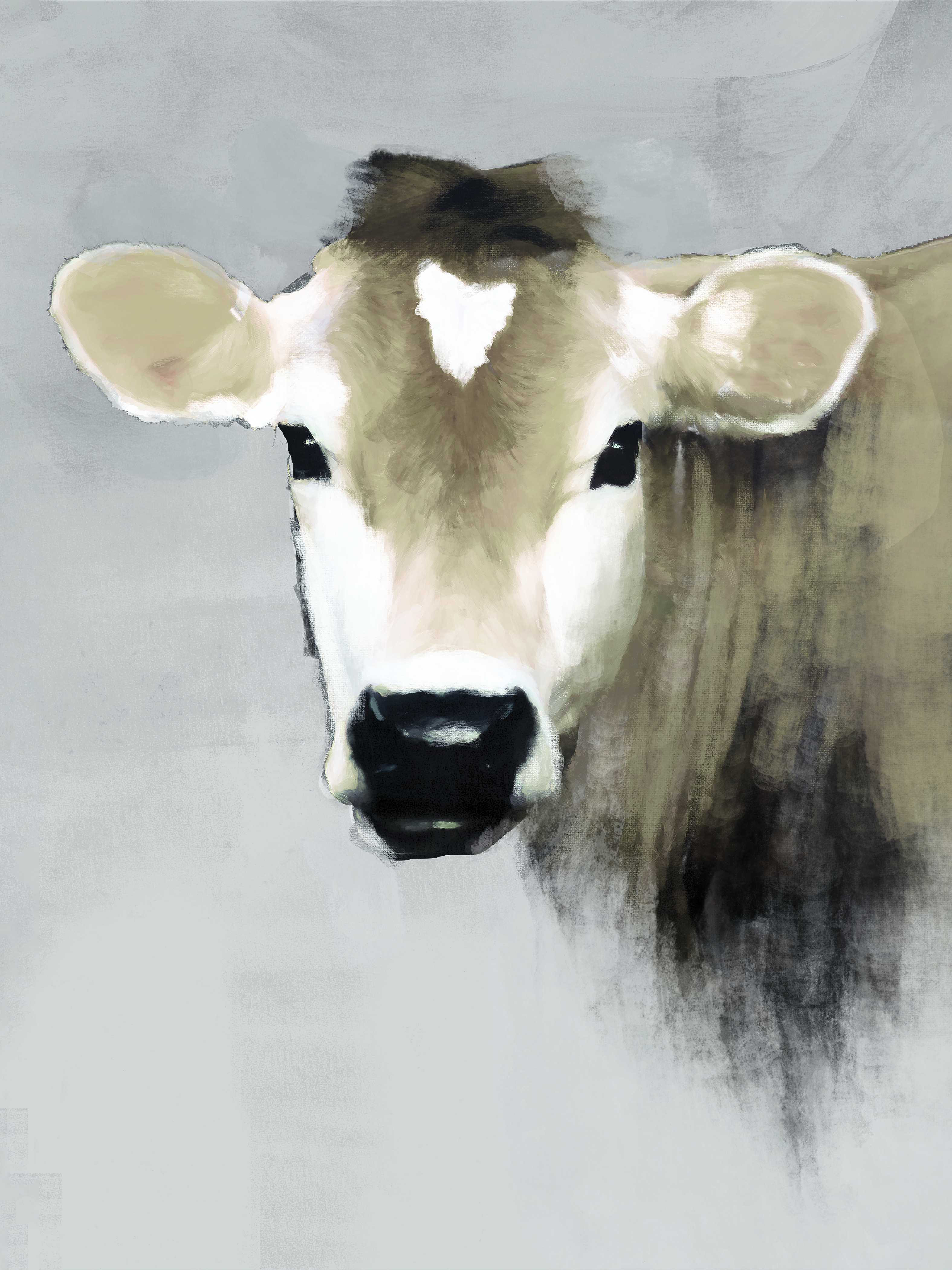 Rosalind Wheeler Grey Upscale Cow On Canvas Print | Wayfair