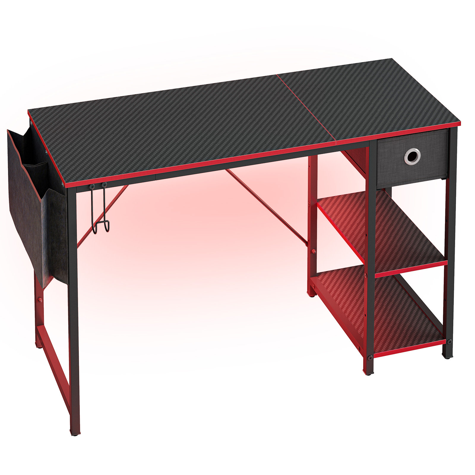 Wrought Studio™ 47 Inch Gaming Desk with LED Lights Small Computer ...