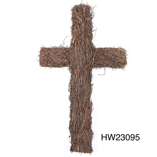 The Holiday Aisle® Geordon Easter Cross 12" Twig Wreath | Wayfair