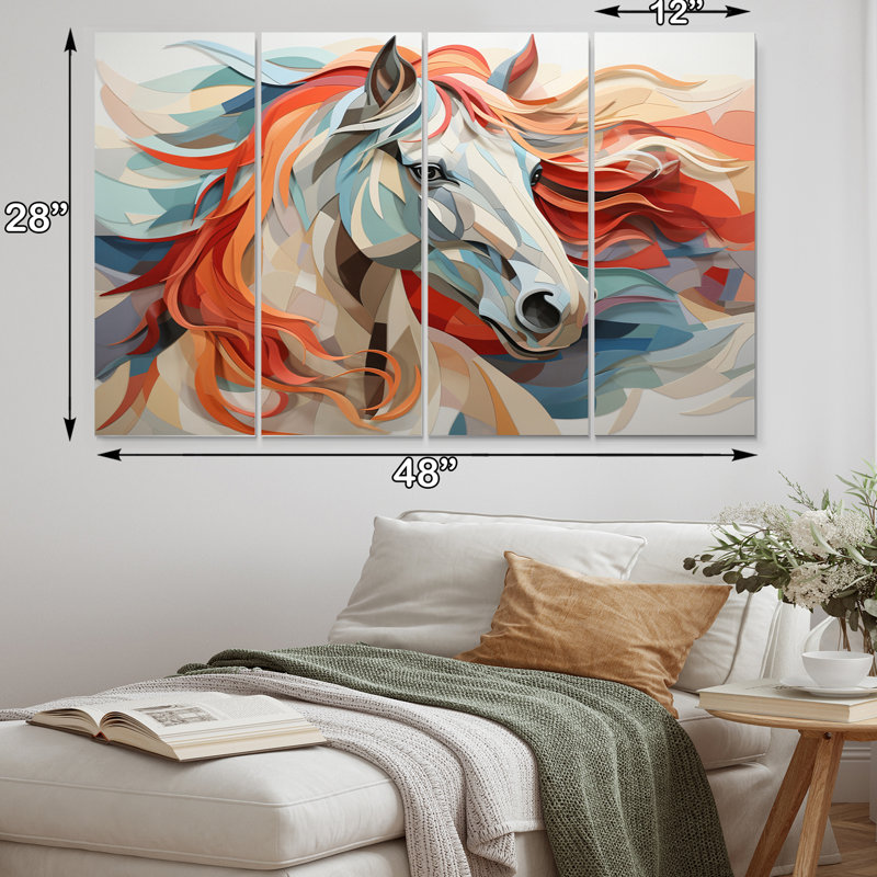Design Art Colorful Horse Spirit Of Equus - Animals Metal Wall Decor ...