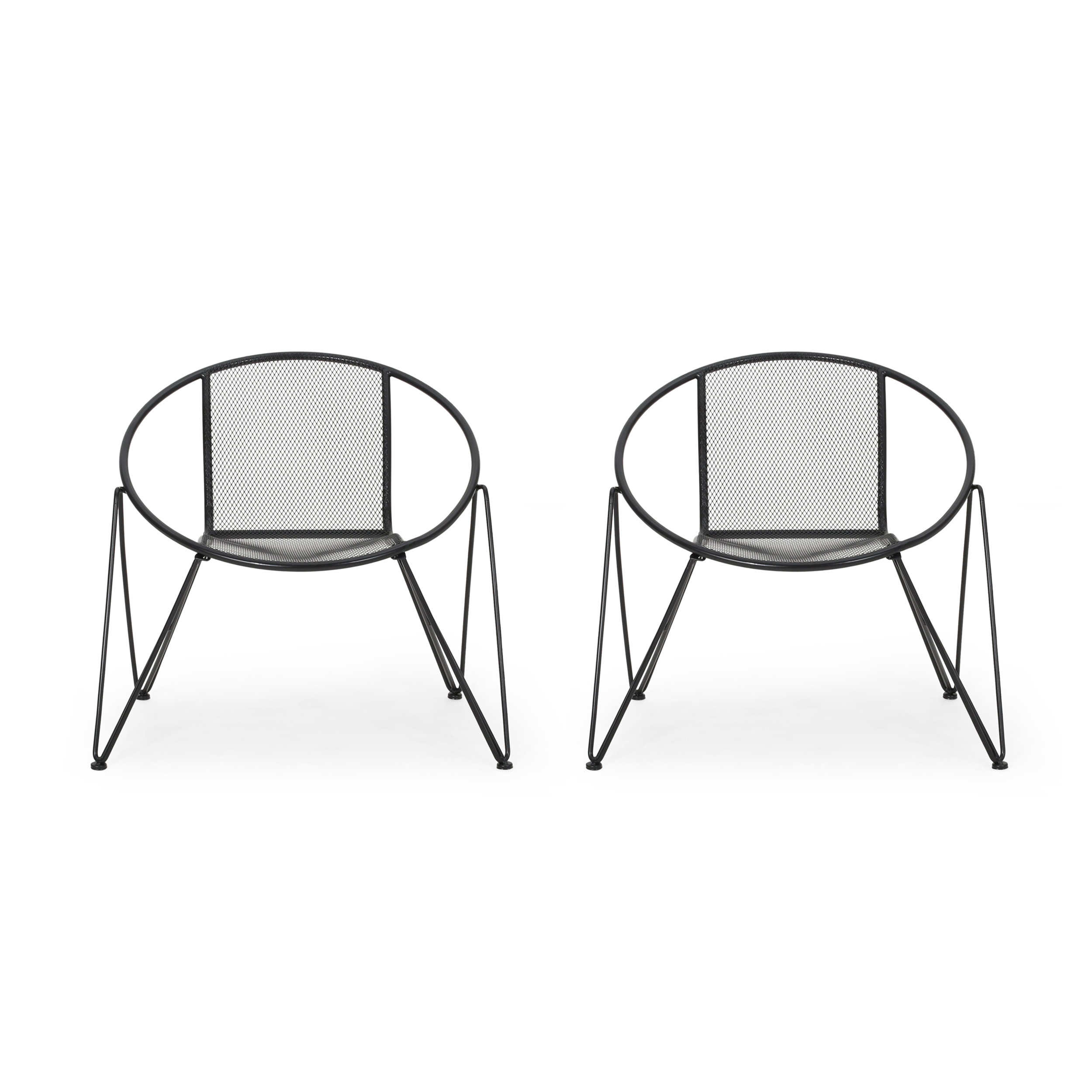 George Oliver 2-PC Modern Mesh Chair Set With Hairpin Legs & Iron Frame ...