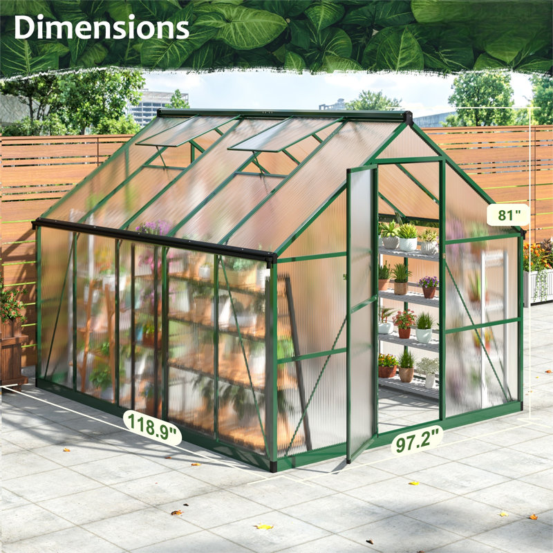 Polar Aurora 8 ft. W x 10 ft. D Greenhouse for Outdoors,with Quick ...
