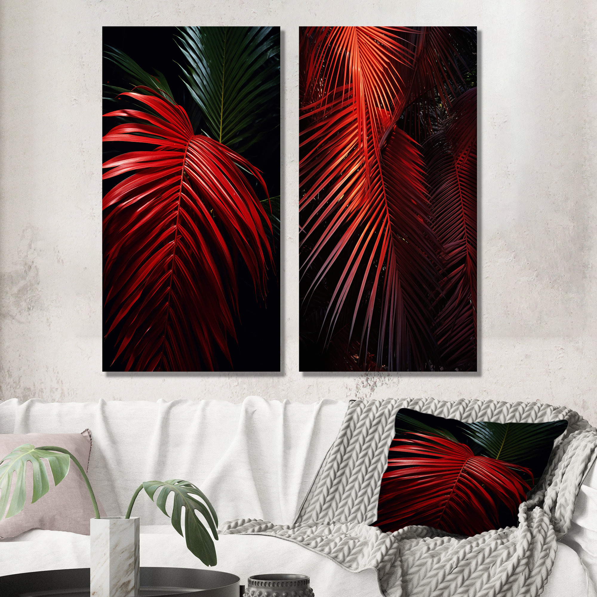 Bay Isle Home™ Monochrome Red Plams Photo - Palms & Palm Trees Canvas ...