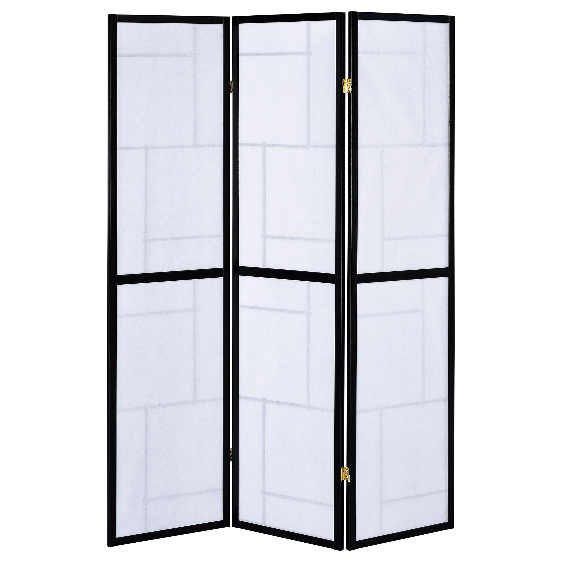 BalmyBoulevard Black 3 Room Divider Folding Screen, With White Paper ...