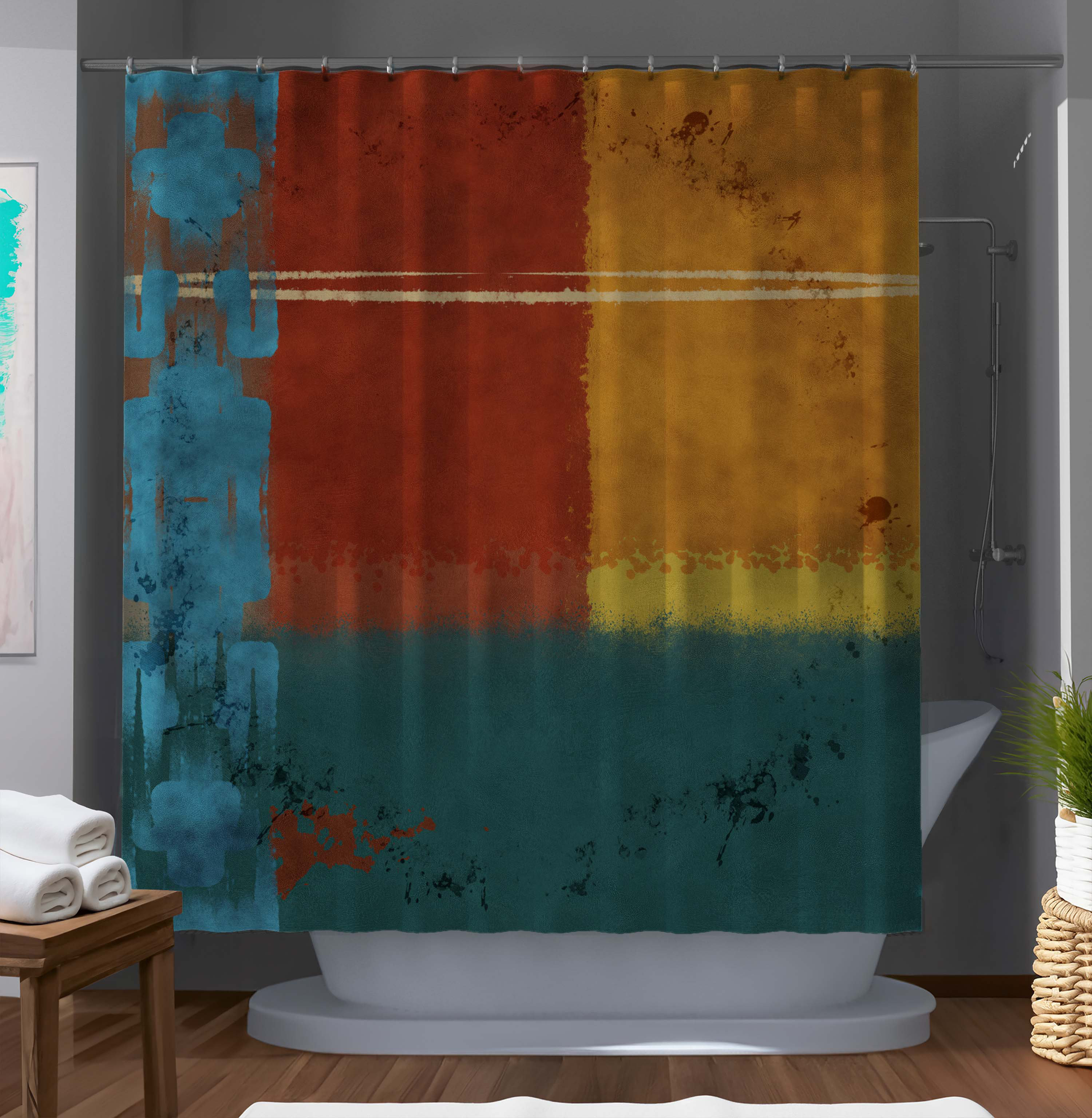 East Urban Home Veleer Abstract Shower Curtain | Wayfair