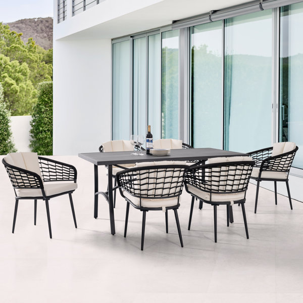 Red Barrel Studio® Outdoor 7-piece Rope Dining Set For Lawn Backyard ...