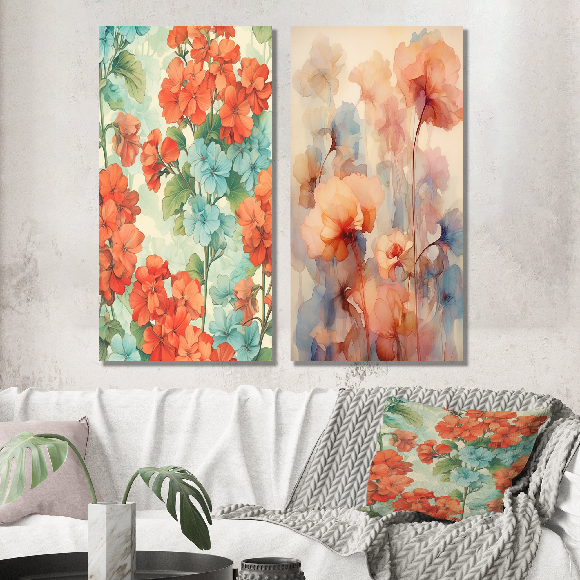 Lark Manor™ Blue And Orange Geranium Collage Expression - Geraniums ...