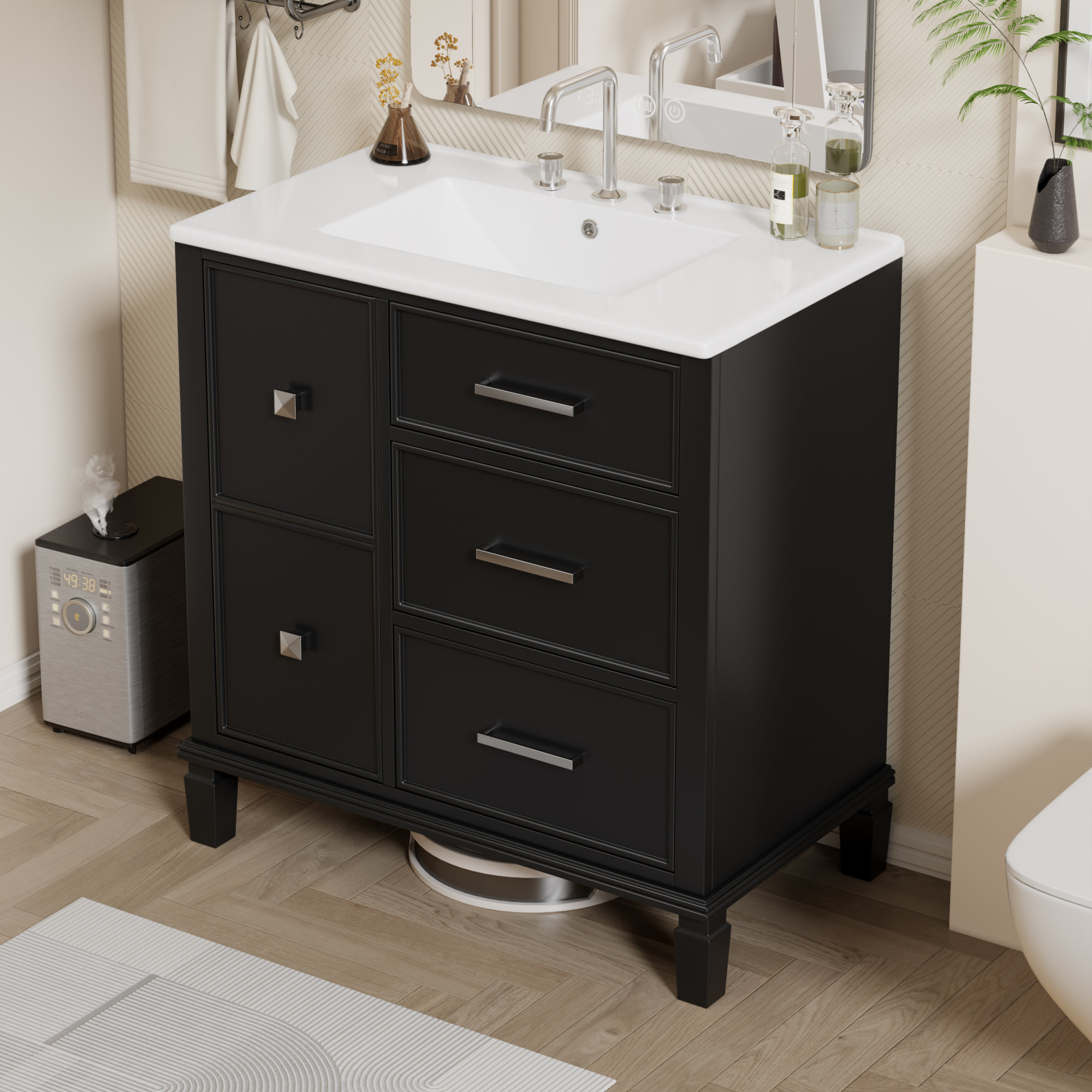 Latitude Run® Elegant Flip-out Drawer Vanity Solid Wood Mdf Modern ...
