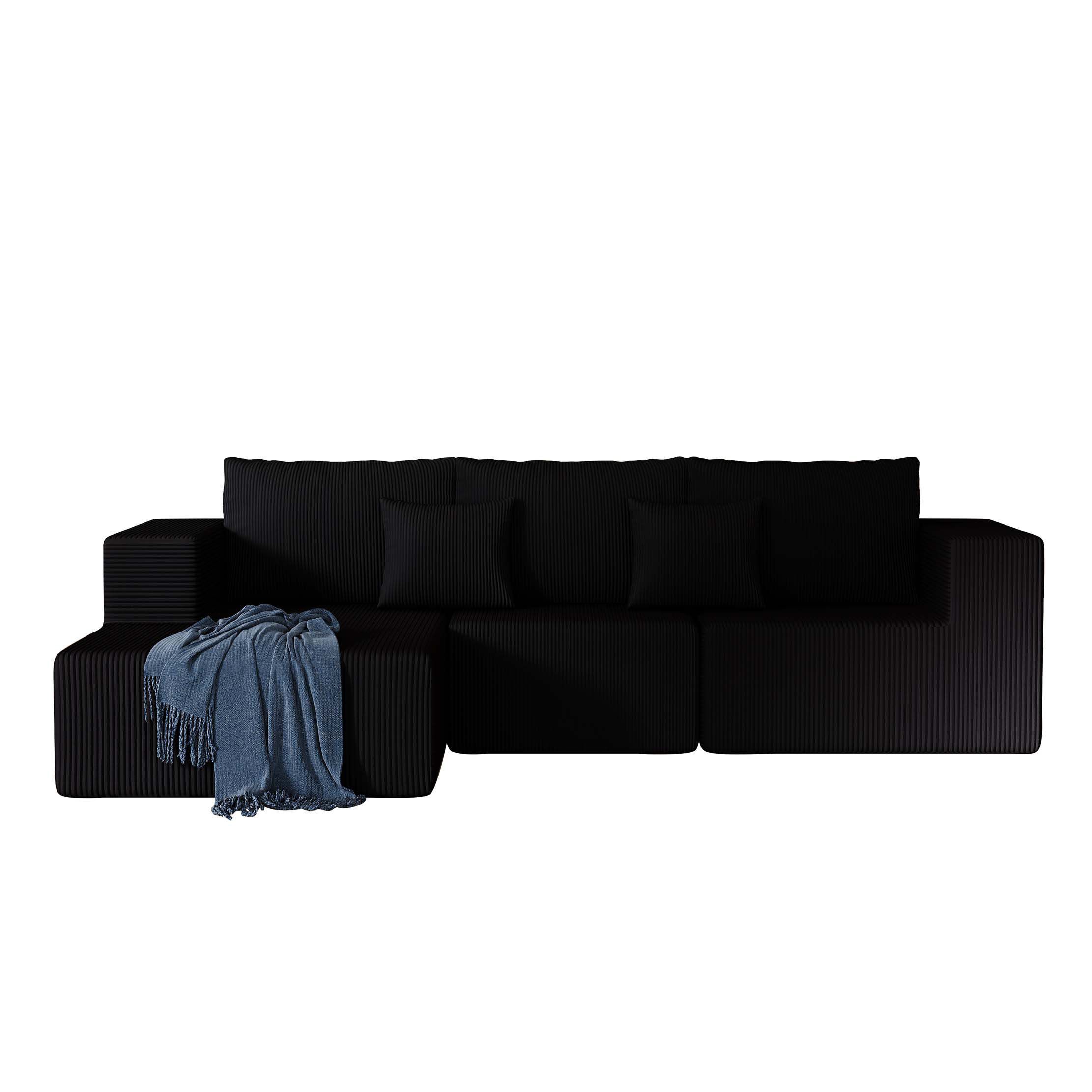 Everly Quinn 108.3" Sectional Foam Couch,L Shape Sofa With Chaise ...