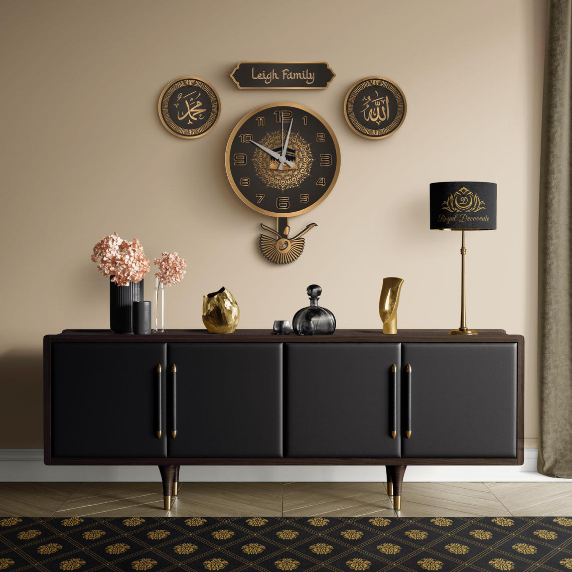 Bungalow Rose Islamic Pendulum Wall Clock - Kaaba Design - Allah ...