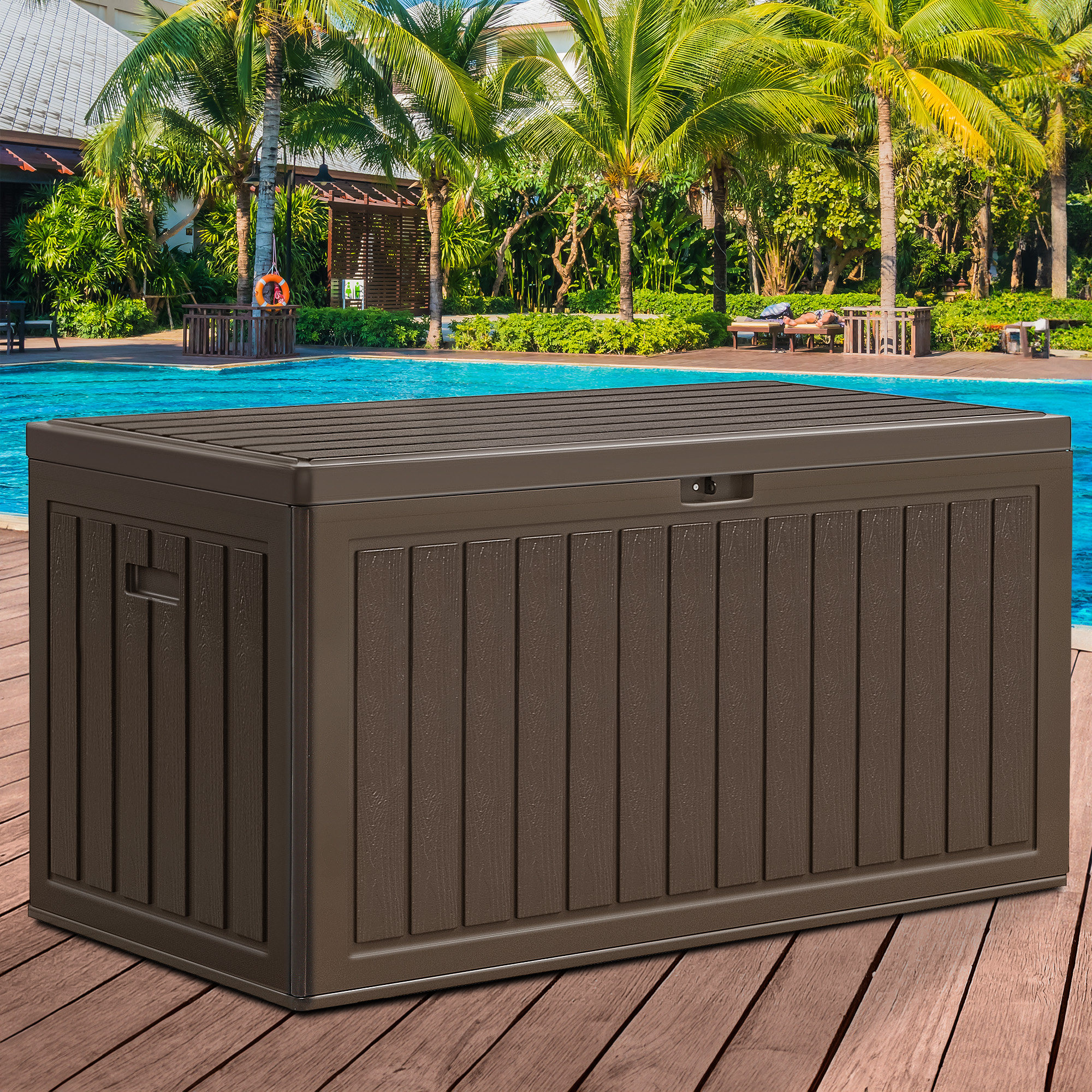YITAHOME 80 Gallon Water Resistant Resin Lockable Deck Box & Reviews ...