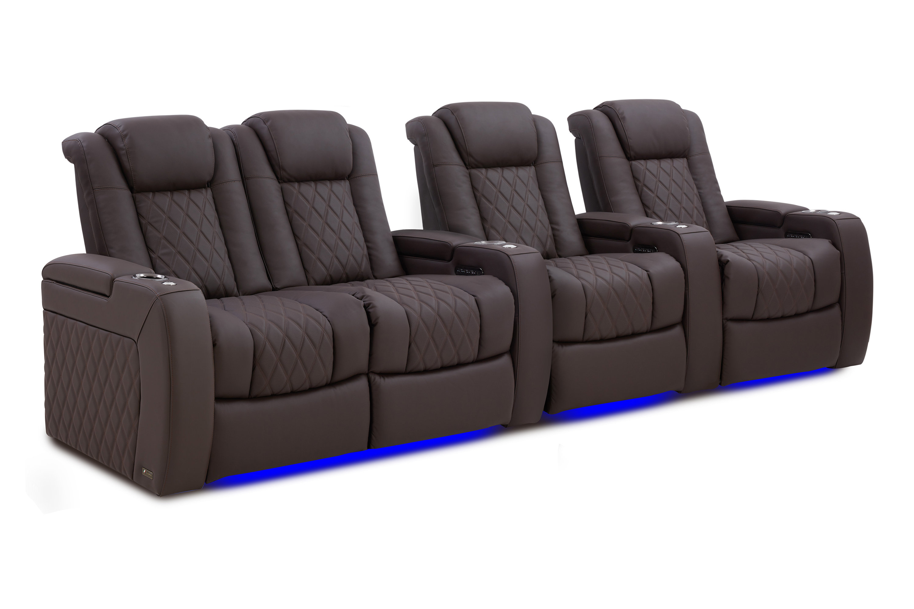 Valencia Theater Seating 123" Wide Genuine Leather Home Theater Seating ...