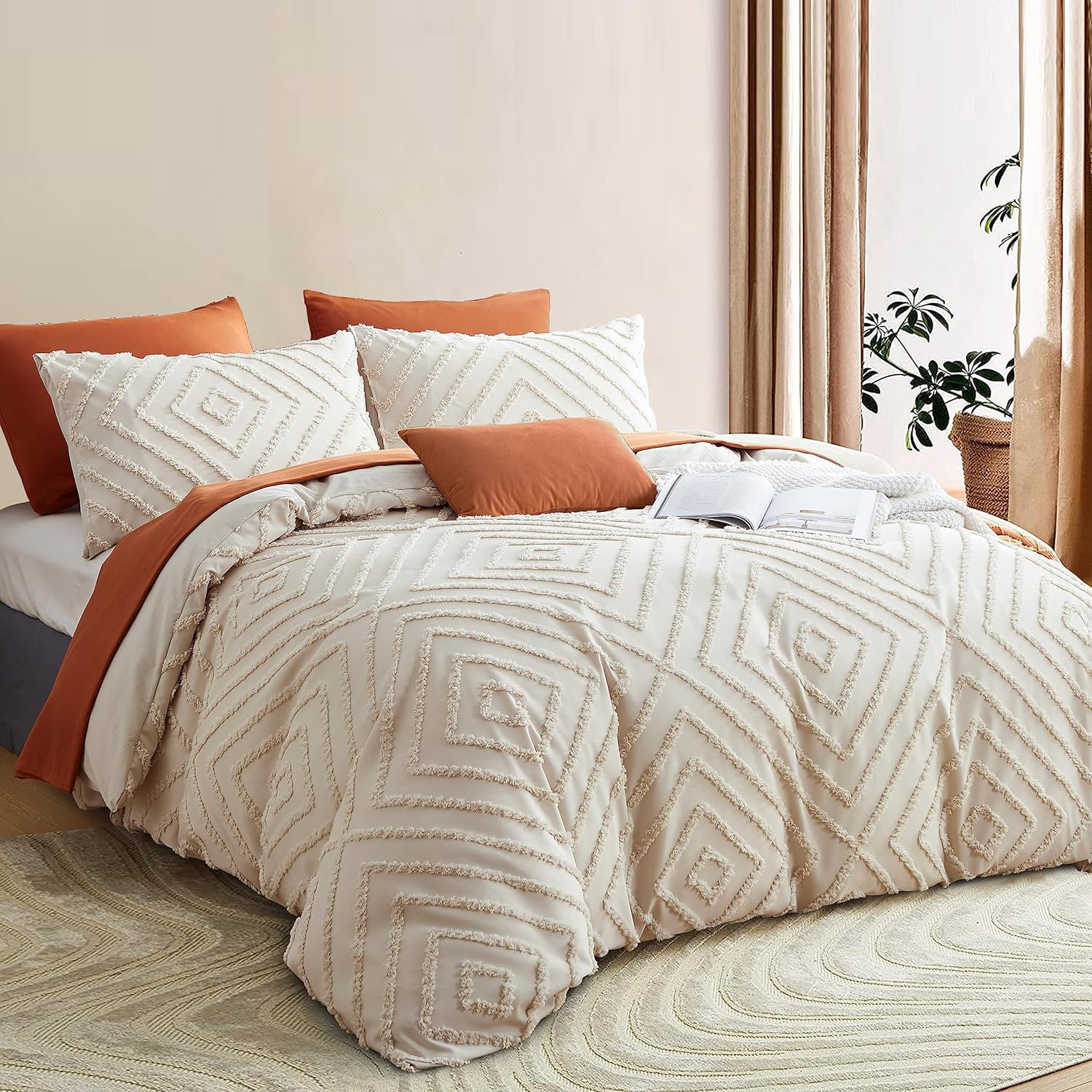 Nayoroom SJT-CRLX Jacquard Geometric Pattern Tufted Boho Shabby ...
