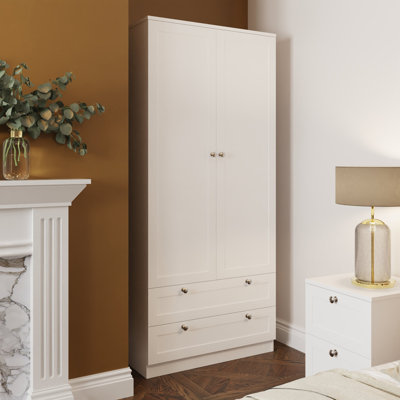 17 Stories Artus Shaker 2 Door 2 Drawer Combination Wardrobe Matt Grey ...
