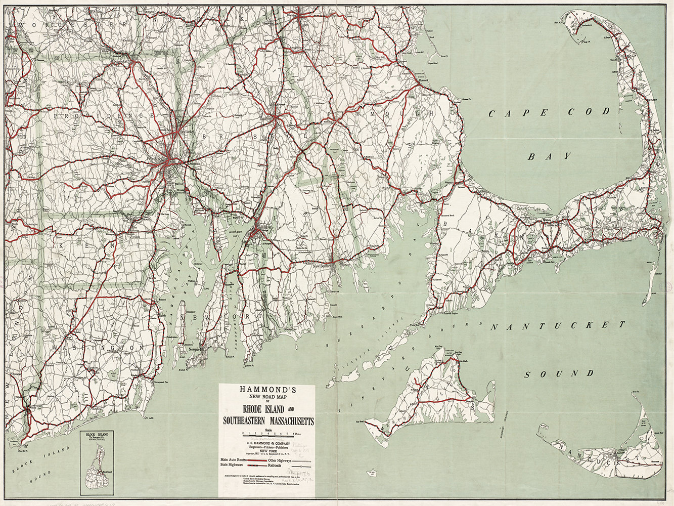 Williston Forge 917 Cape Cod & Rhode Island Map - Wrapped Canvas ...