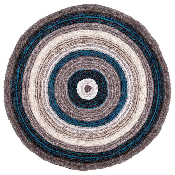 Langley Street City Striped Shag Tufted Performance Brown/Teal/Blue Rug ...