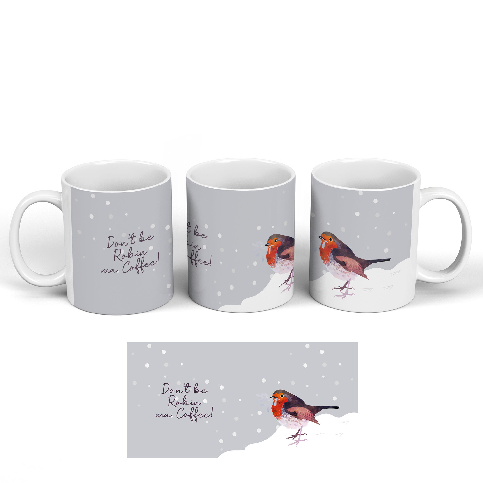 Global Designs Fenton Ltd Robin My Coffee Festive Christmas Ceramic ...
