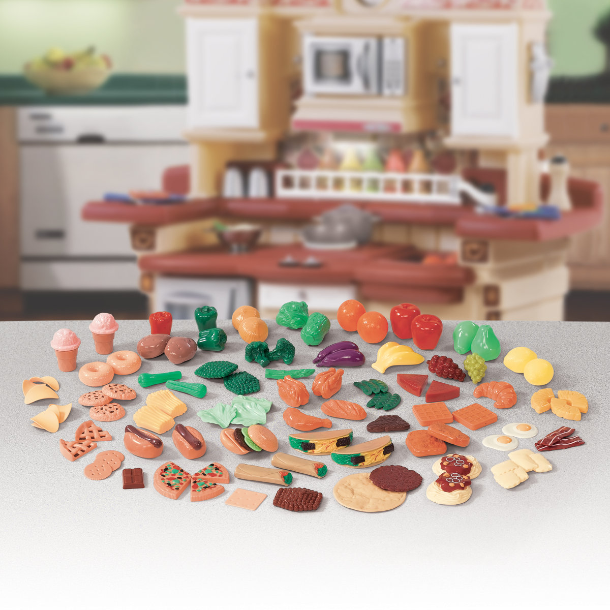 Step2 101 Piece Play Food Assortment Toddler Pretend Play Kitchen Set ...