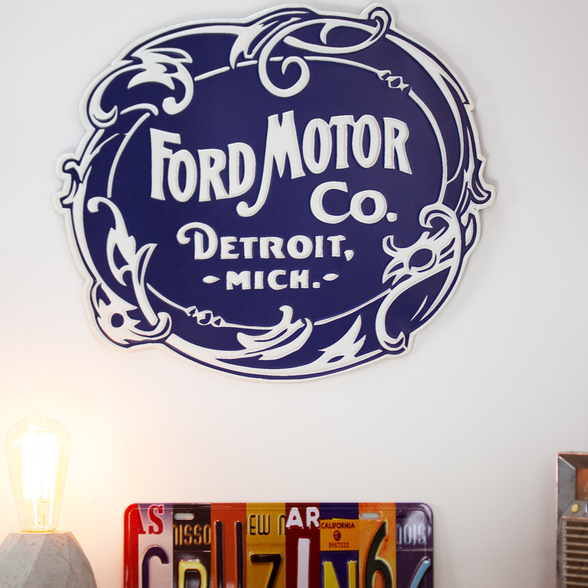 Crystal Art Gallery Ford Logo Embossed Metal Sign Wall Decor & Reviews ...
