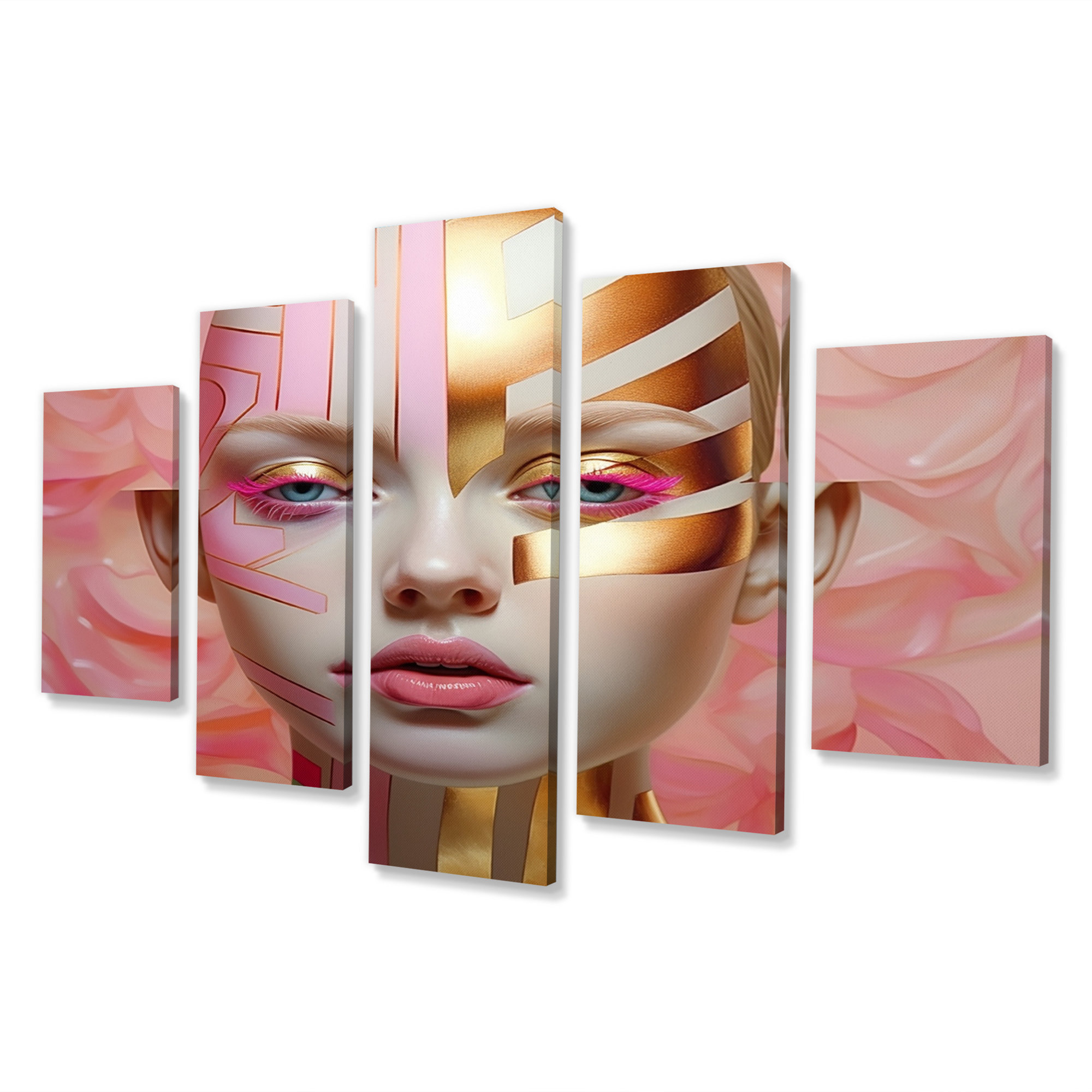 Mercer41 'Geometric Glam Pink And Gold Diva Portrait - Fashion Wall ...