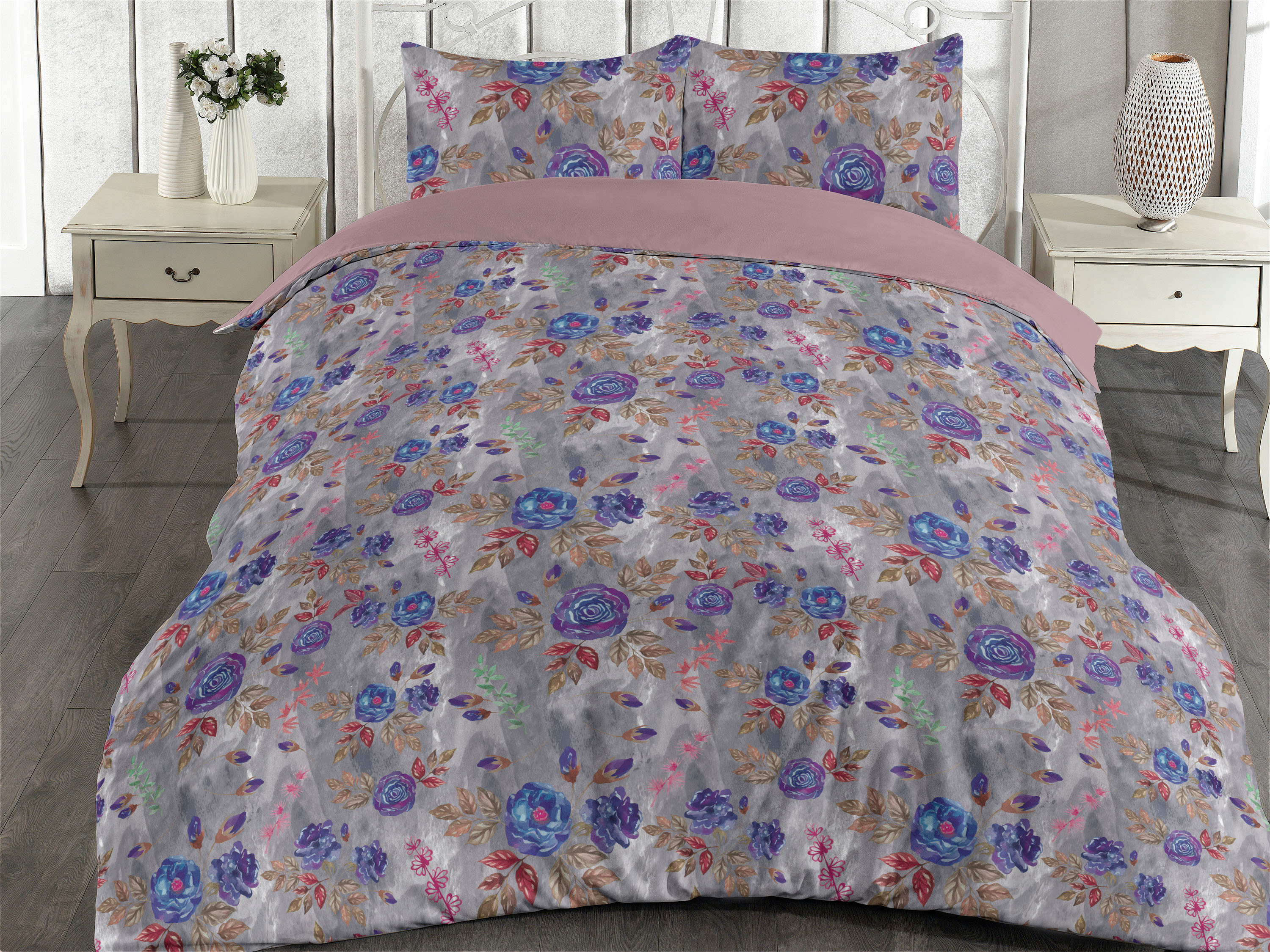 Ambesonne Floral Design Duvet Cover Set Simple Autumnal Art Dark ...