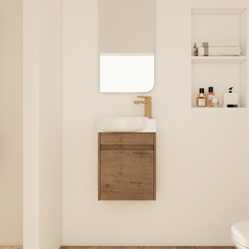 Ebern Designs 16 Inch Wall Mounted Bathroom Vanity - For Small Areas ...