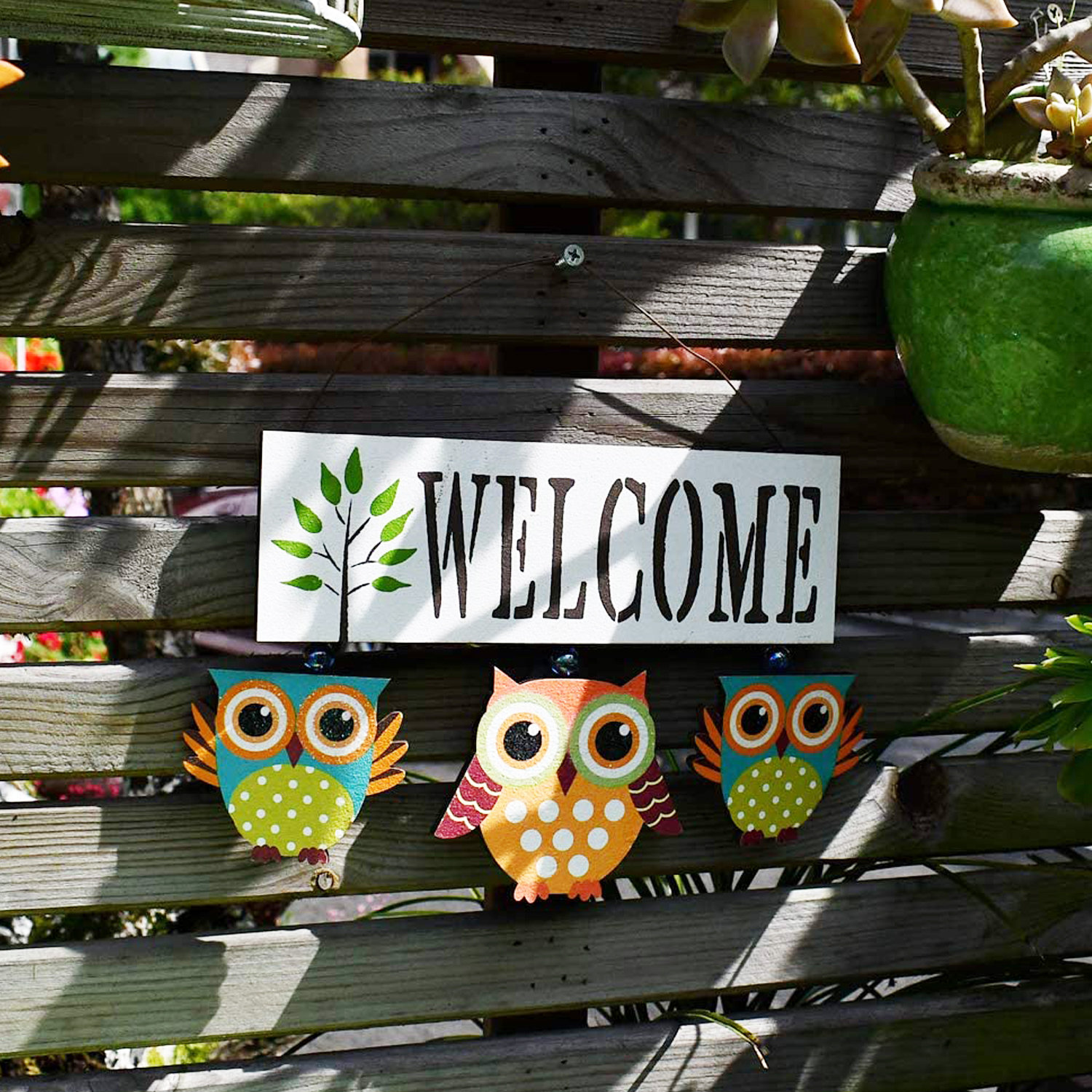 Millwood Pines Wooden Owl Welcome Sign Door Decoration Hanging Welcome ...