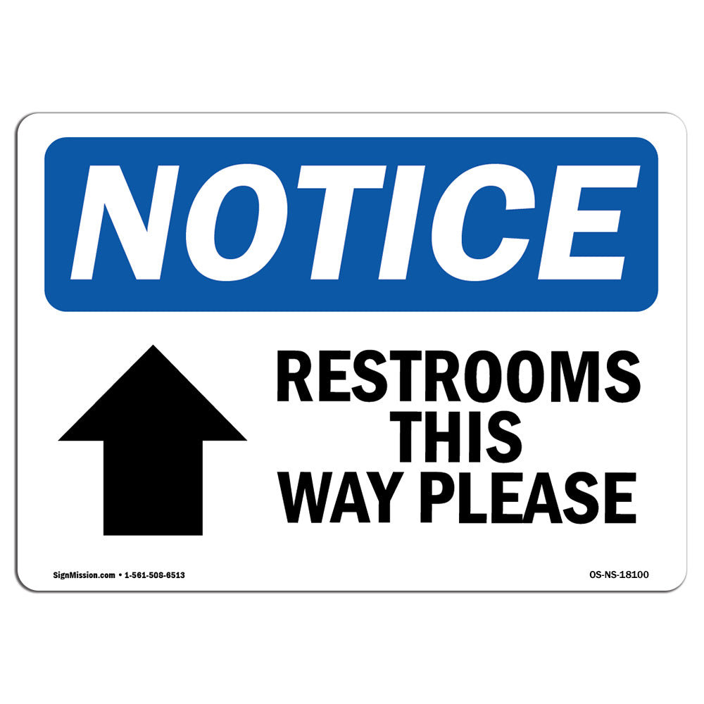 SignMission Restrooms This Way Please Up Arrow Sign | Wayfair