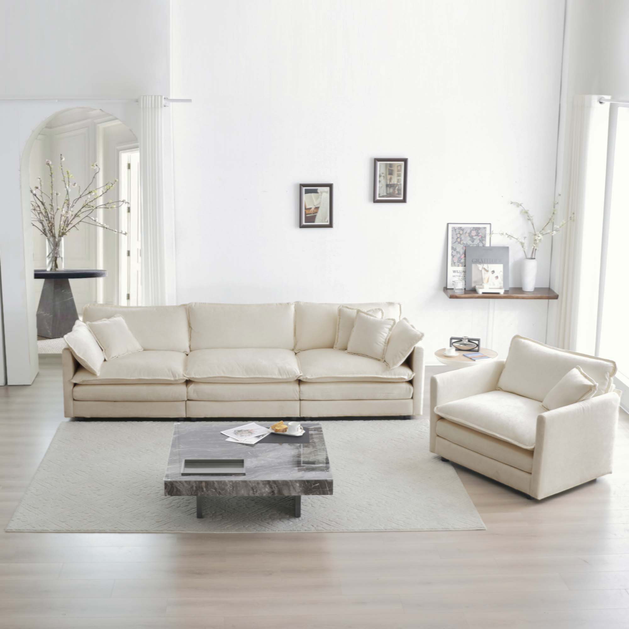 Latitude Run® 2-Piece Upholstered Sofa, Living Room Sectional Sofa Set ...