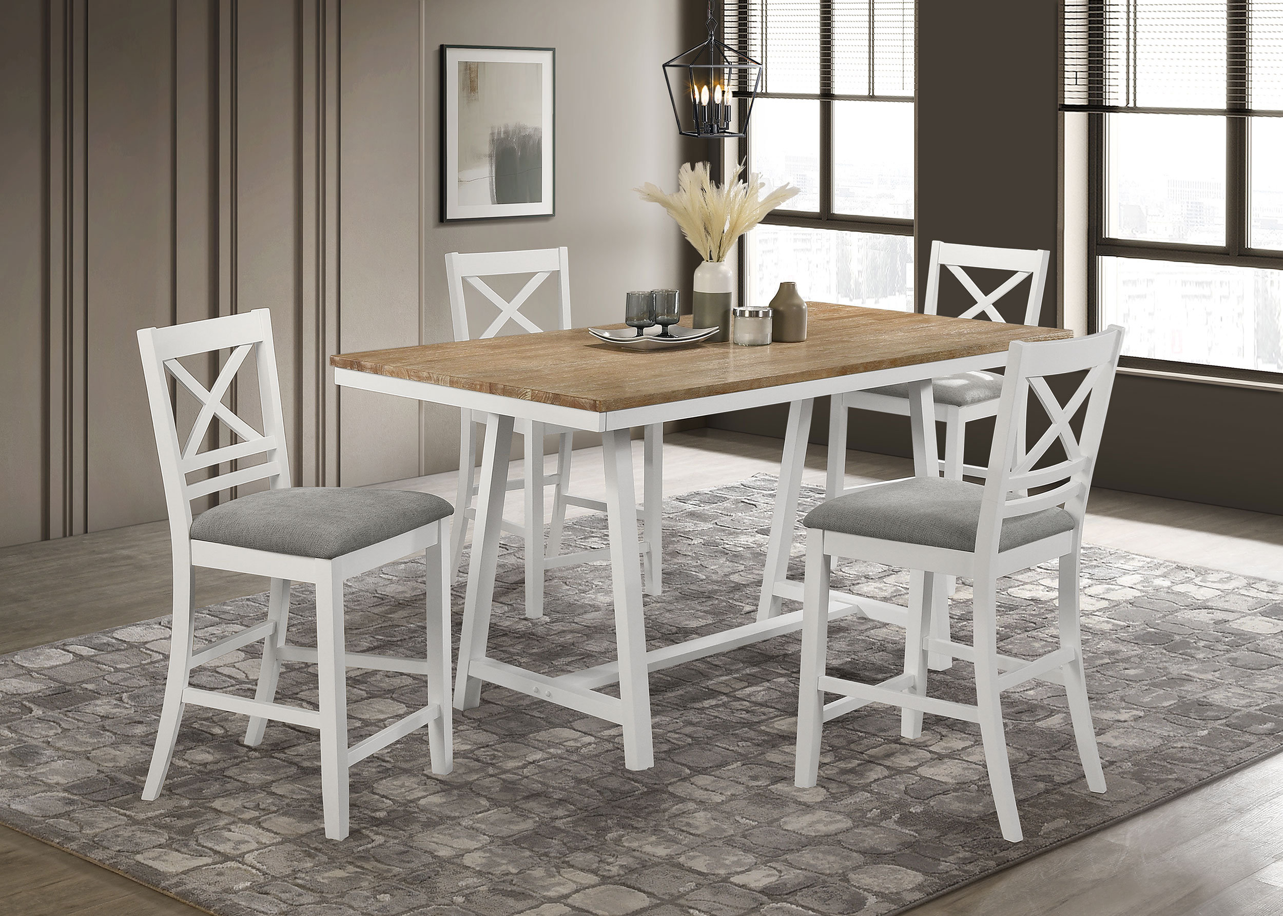 Gracie Oaks Refined 5-Piece Set - Counter Dining Set Sheesham And ...