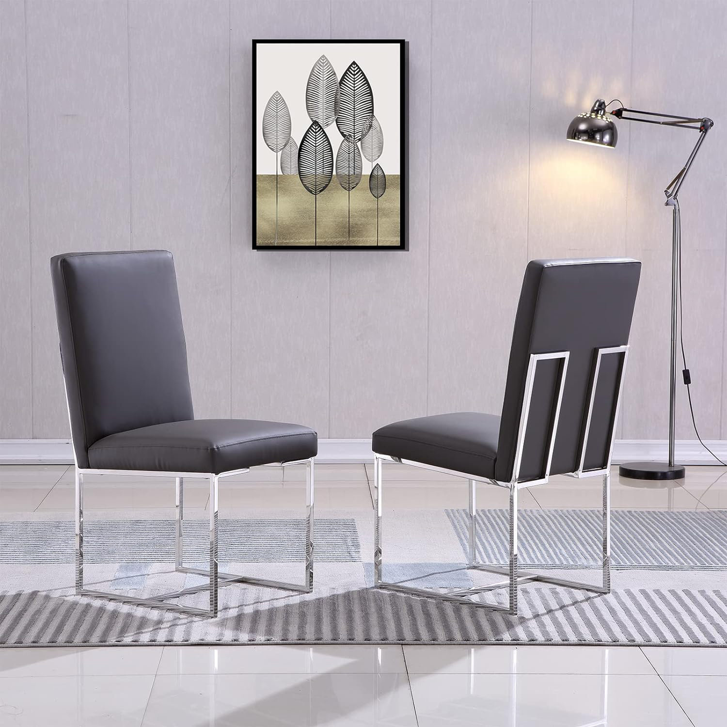 Latitude Run® Gray Leather Dining Chairs | Wayfair