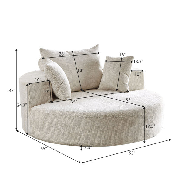 Hokku Designs Chenille Swivel 55'' Chair and Fluffy Sleeper Sofa with ...