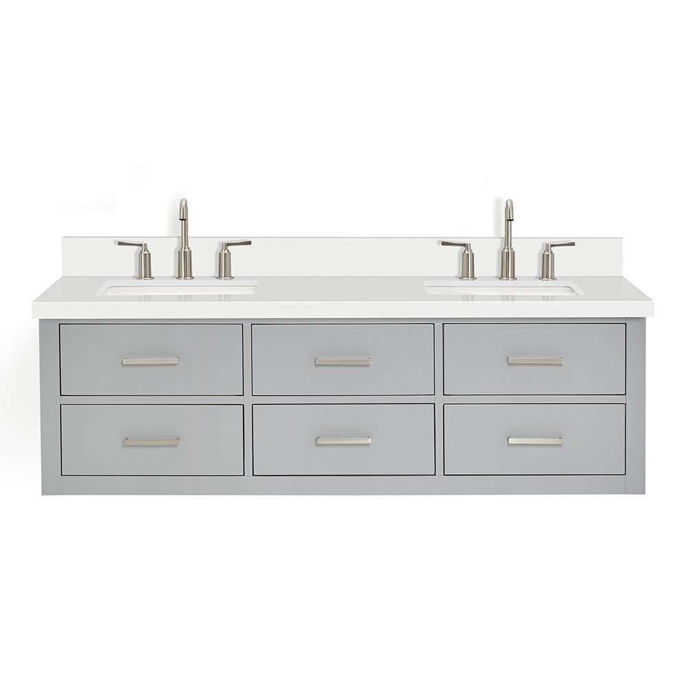 Latitude Run® 61'' Double Bathroom Vanity with White Quartz Top | Wayfair