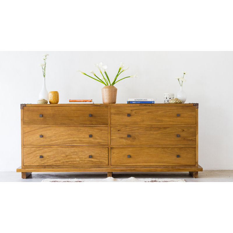 The Twillery Co.® Immingham 6 Drawer 83" W Solid Wood Double Dresser ...