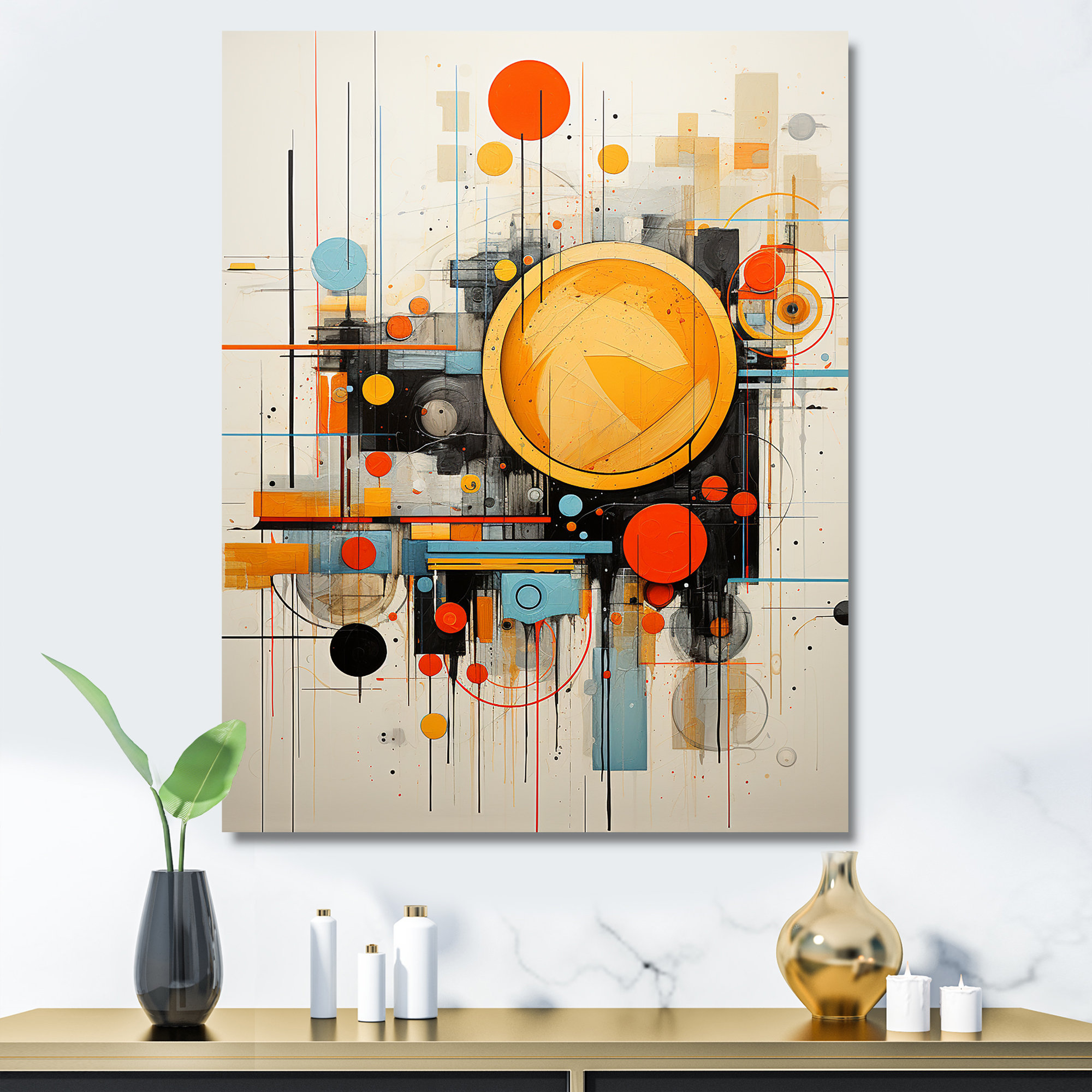 Ivy Bronx Yellow And Black Radiant Geometry Collage III - Abstract ...