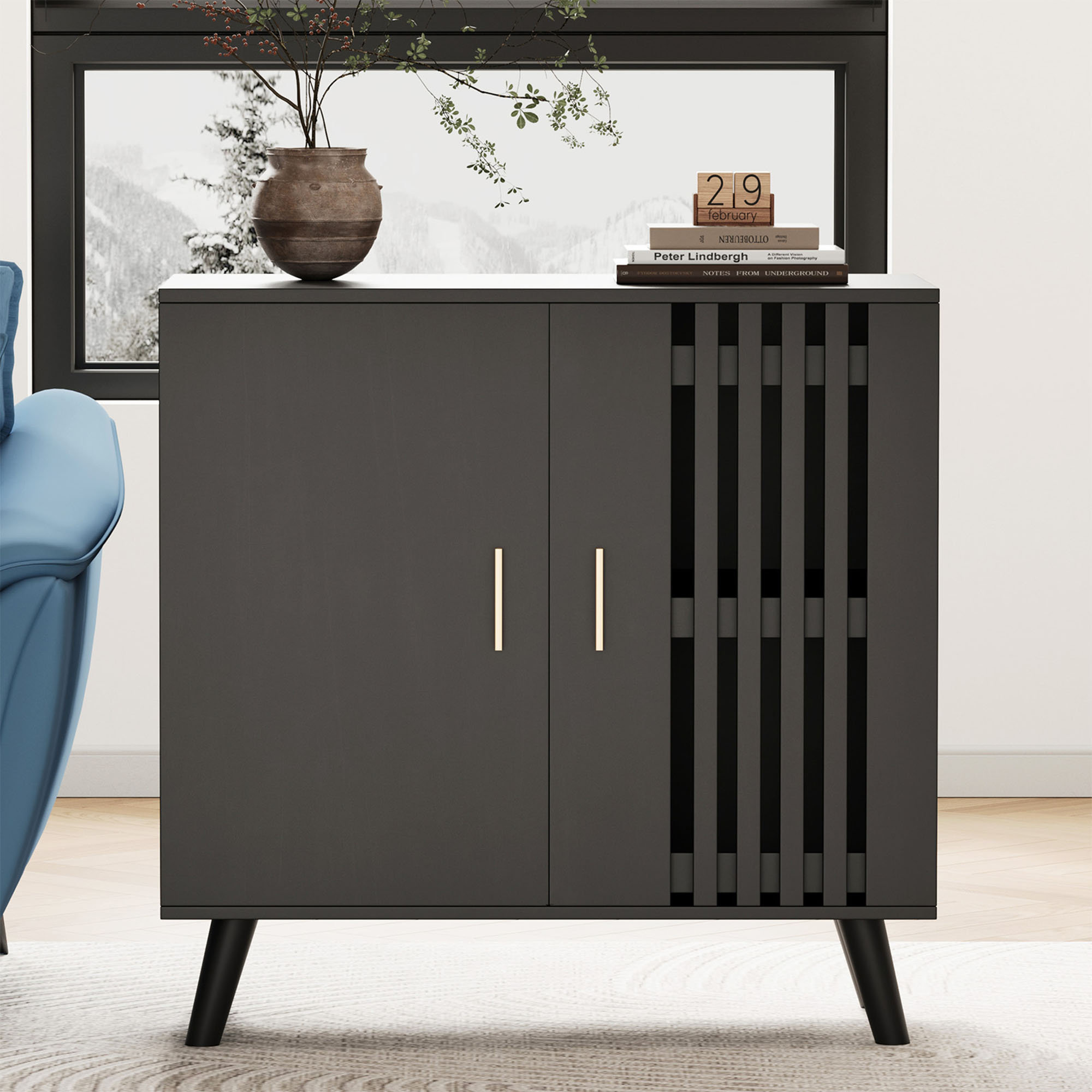 George Oliver 31.5'' Accent Wood Storage Cabinet, Single Door Hollow ...