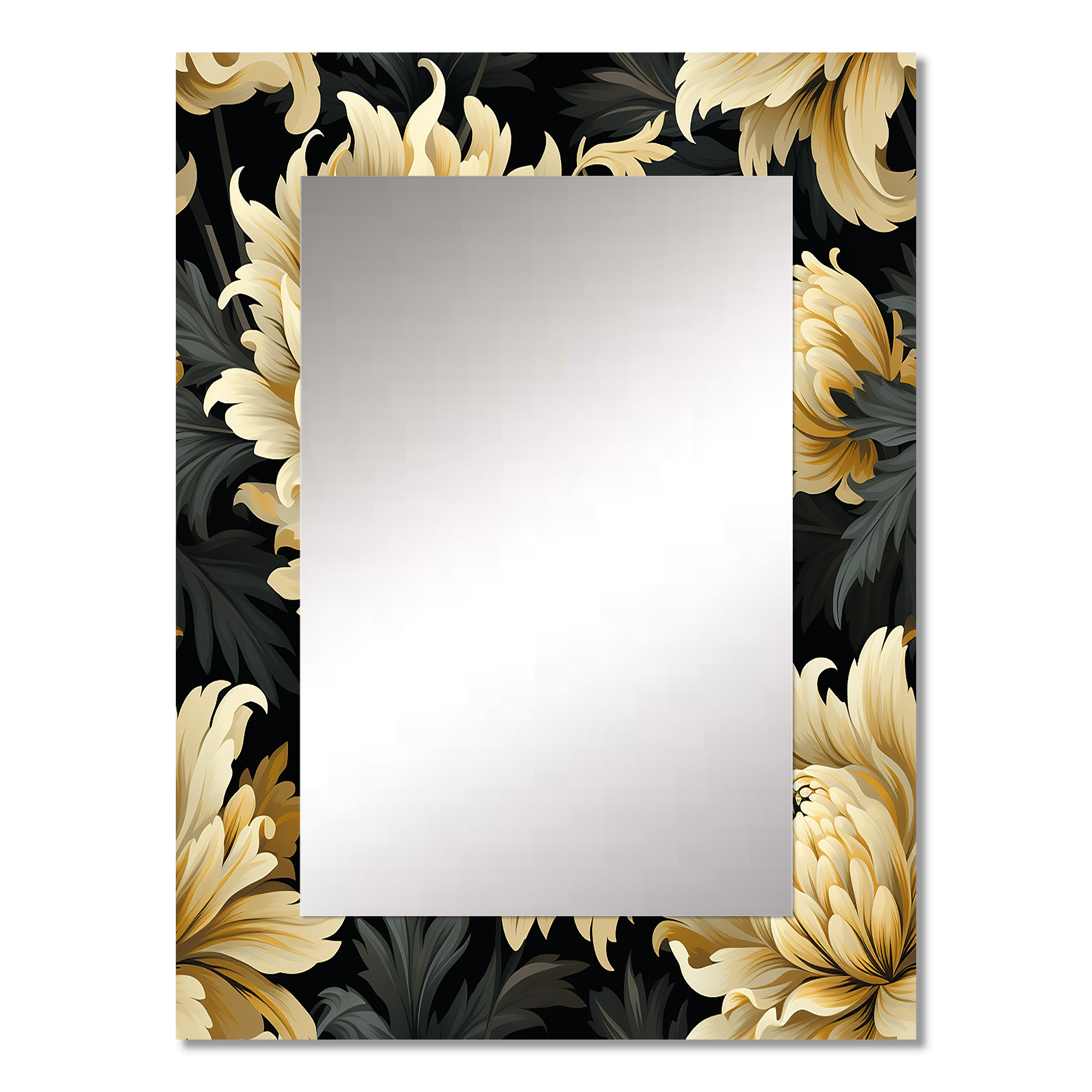 House of Hampton® Kealin Dark Blue And Golden Gilded Damask Glamour ...