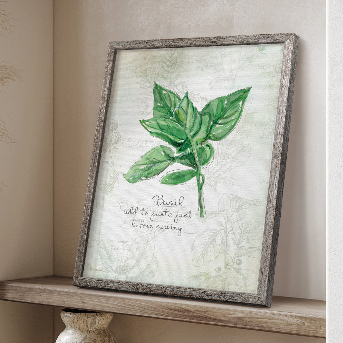 Lark Manor™ Fresh Basil Framed Print - Solid Wood | Wayfair