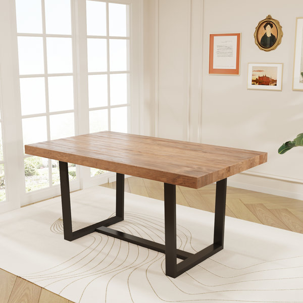 Millwood Pines Bryella Solid Wood Top Metal Base Dining Table - Wayfair ...