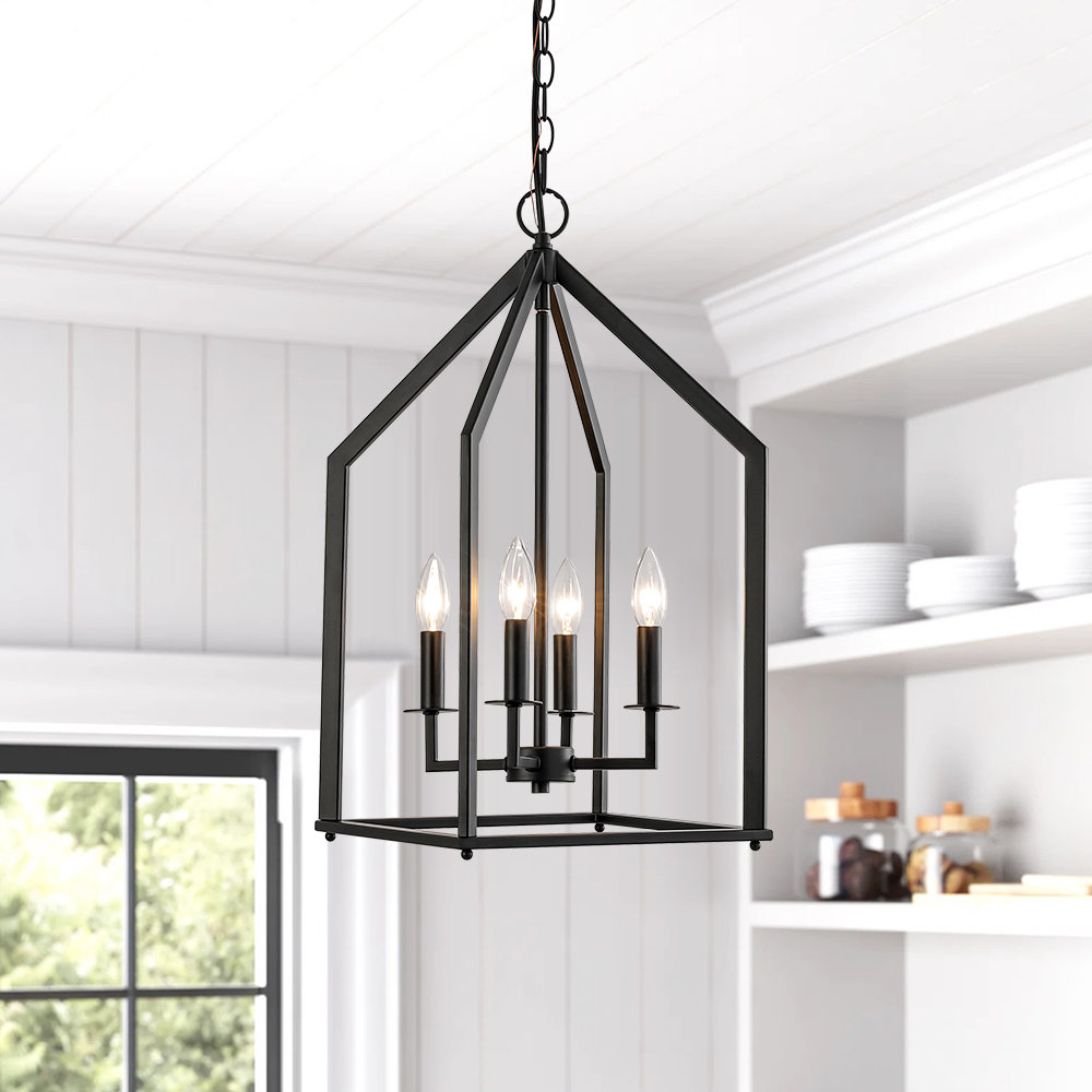 Gracie Oaks 4 - Light Open Frame Black Lantern Pendant Light | Wayfair