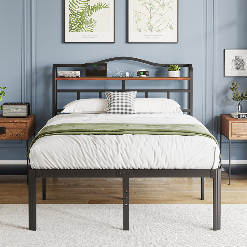 Ebern Designs Abdalmalak 18" High Platform Bed Frame with USB & Type C ...